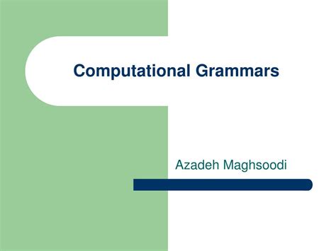 Ppt Computational Grammars Powerpoint Presentation Free Download