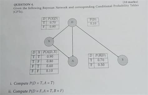 10 marks question 4 given the following bayesian