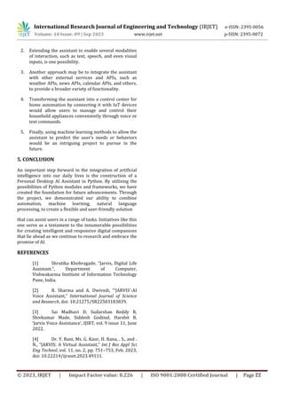 Personal Desktop AI Assistant Using Python J A R V I S PDF