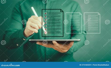 Man Using A Pen And Tablet With Touching On Virtual Screen Contact