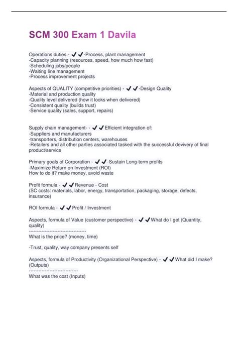 Scm 300 Exam 1 Davila Questions Answers Solved Scm 300 Davila Stuvia Us