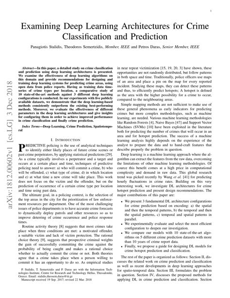 Pdf Examining Deep Learning Architectures For Crime Classification And Prediction