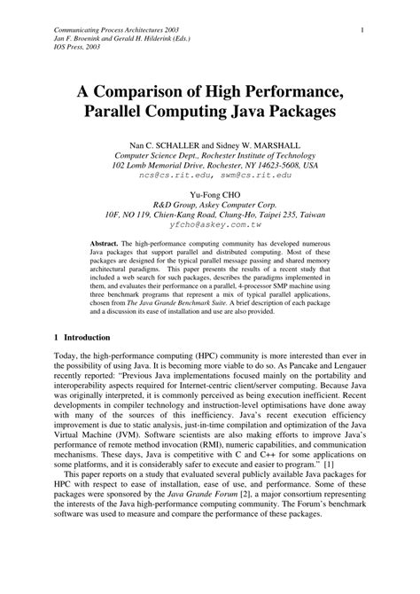 Pdf A Comparison Of High Performance Parallel Computing Java Packages