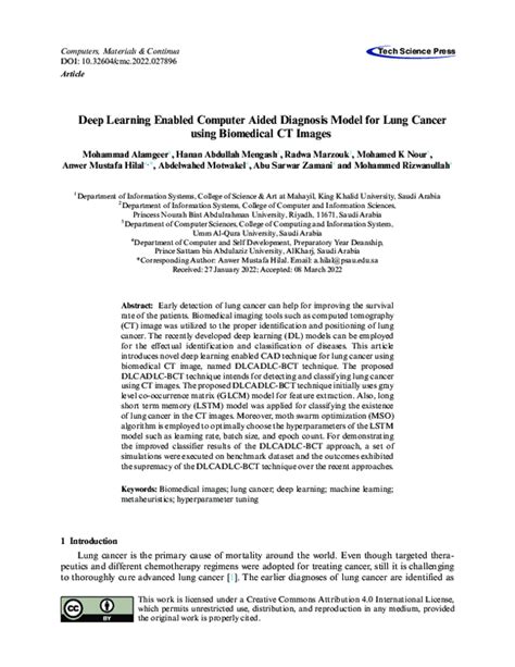Pdf Deep Learning Enabled Computer Aided Diagnosis Model For Lung