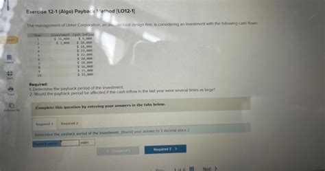 Solved Exercise 12 1 Algo Payback Method Lo12 1 The