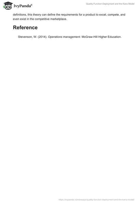 quality function deployment and the kano model 342 words book