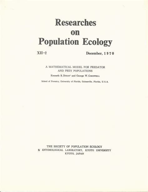 Pdf A Mathematical Model For Predator And Prey Populations