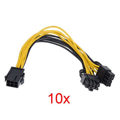 Used 10pcs Pci E 6 Pin To Dual 8 Pin 6 2 Pin Gpu Video Card Power Adapter Cable Ubb Threads