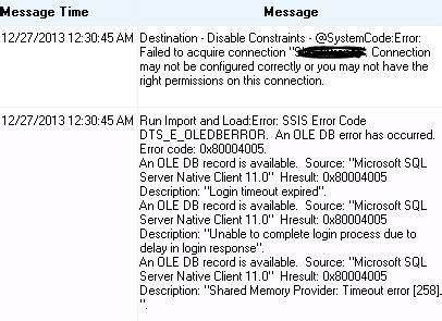 Solved SSIS Package Failed To Acquire Connection Intermittently Experts Exchange