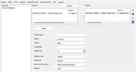 XMedia Recode Audio Tab