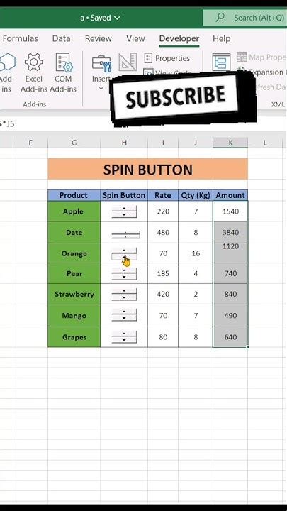 how to add spin button in excel shortsfeed shortsvideo shorts