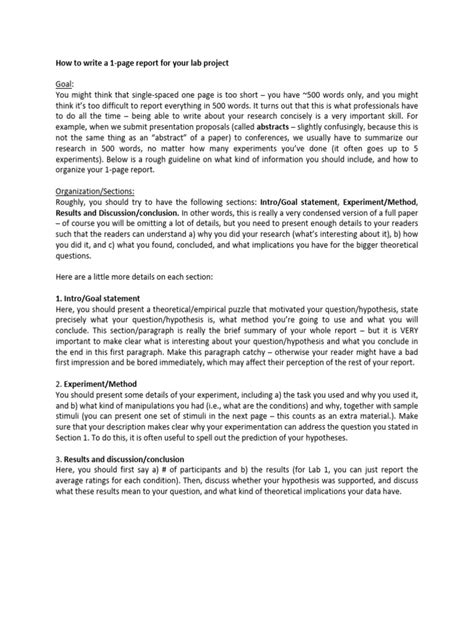 1 Page Report Pdf Experiment Hypothesis