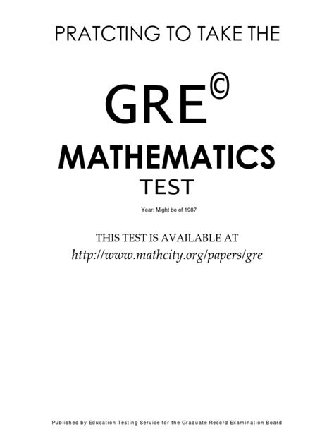 Gre Mathematics Practice Test Pdf