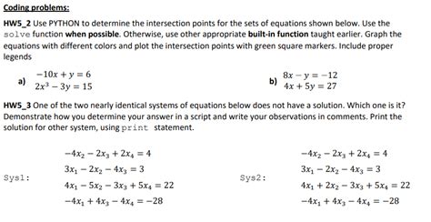 solved hw5 2 use python to determine the intersection points