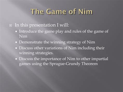 Ppt The Game Of Nim Powerpoint Presentation Free Download Id1662076