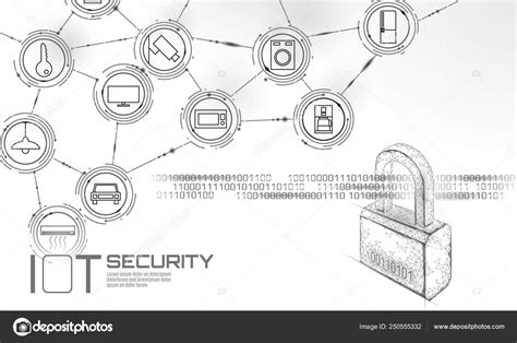 Iot Cyber Security Padlock Concept Personal Data Safety Internet Of Things Smart Home Cyber