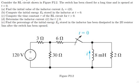 Solved Consider The Rl Circuit Shown N Figure P22 The