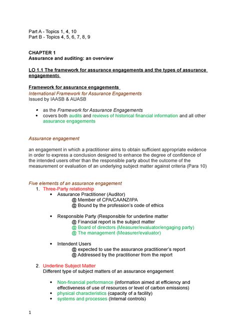Audit Assurance Part A Topics Part B Topics CHAPTER