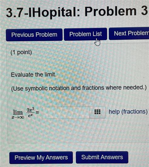 Solved 37 Ihopital Problem 3previous Problemproblem