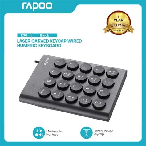 Rapoo K30 Laser Carved Keycap Wired Numeric Keyboard Bd