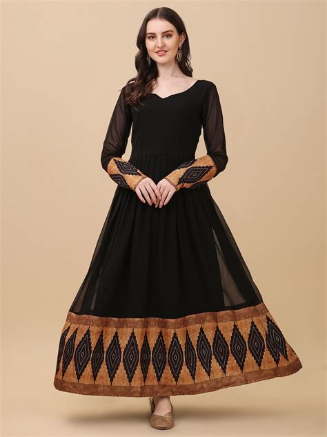 Buy Vidraa Western Store Black Georgette Ethnic Maxi Dress Ethnic Dresses For Women 20076726