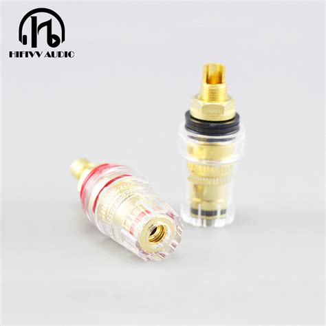 Hifi Copper Socket Plug Crystal Audio Speaker Connector Amplifier