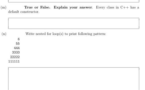 Answered M Default Constructor True Or False Bartleby