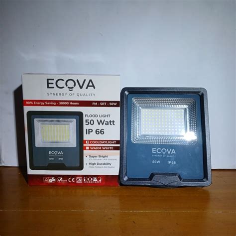 Jual ECOVA Lampu Sorot LED 50W Floodlight Outdoor IP66 Cool Daylight 6500k Shopee Indonesia