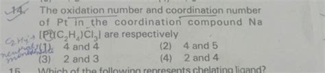 The Oxidation Number And Coordination Number Of Pt In The Coordination Co