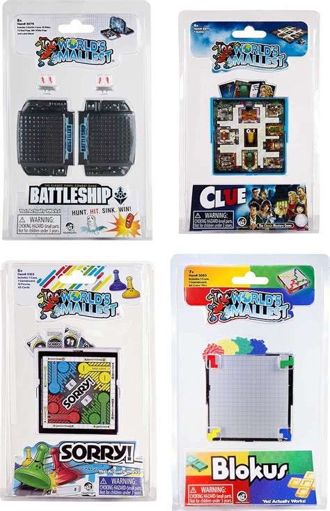 Worlds Smallest Board Games Set Of 4 Clue Sorry Battleship Blokus