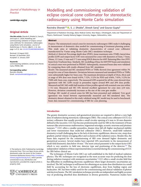 PDF Modelling And Commissioning Validation Of Eclipse Conical Cone