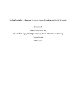 Spd578 Reading Toolkit Part 1 Phonological Awareness Reading Toolkit