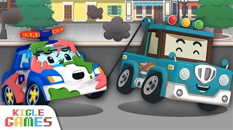 경찰차가 고장났어요 로보카 폴리 정비놀이 구급차 소방차 견인차 구조대 출동 몬스터카 자동차 세차 놀이 키글 게임 Kigle Games Youtube