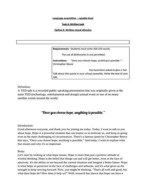 Ted Talk Script Pdf Hope Social Psychology