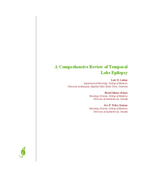 Pdf A Comprehensive Review Of Temporal Lobe Epilepsy