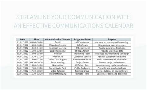Enhance Your Communication Strategy With A Well Structured Communications Calendar Excel
