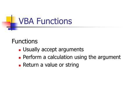 PPT VBA Functions PowerPoint Presentation Free Download ID