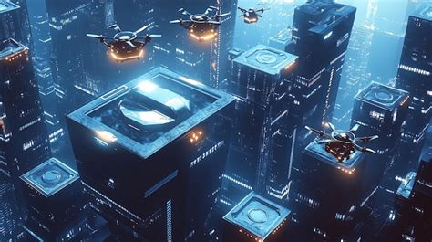 Autonomous Drone Delivery System In Modern Cityscape Premium Ai Generated Image