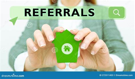 Sign Displaying Referrals Concept Meaning Act Of Referring Someone Or Something For