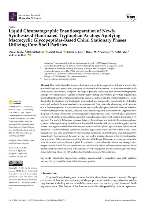 Pdf Liquid Chromatographic Enantioseparation Of Newly Synthesized