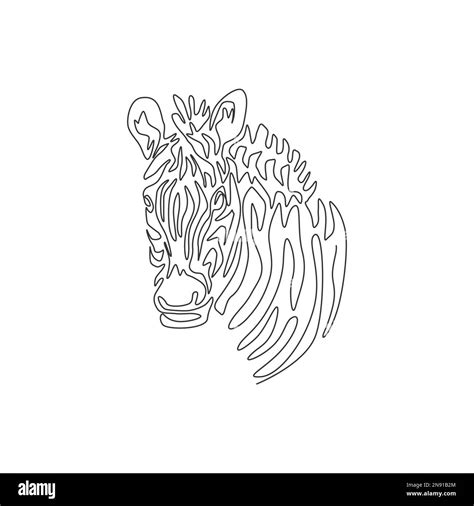 Single Swirl Continuous Line Drawing Of Exotic Zebra Abstract Art Continuous Line Drawing