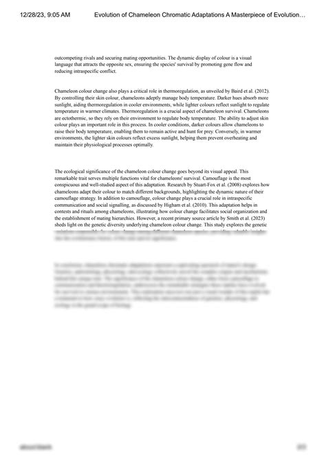 Solution Evolution Of Chameleon Chromatic Adaptations A Masterpiece Of Evolutionary Biology