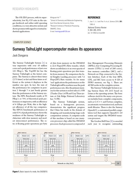 Sunway Taihulight Supercomputer Makes Its Appearance Research Highlights Pdf Supercomputer