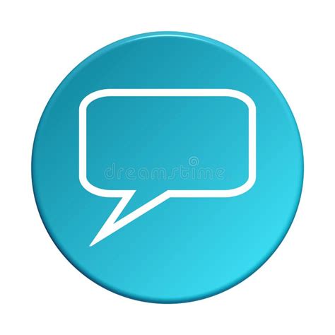 speech bubble icon on round blue button stock illustration