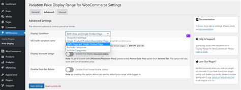 Variation Price Display Range For Woocommerce Wordpress Plugin