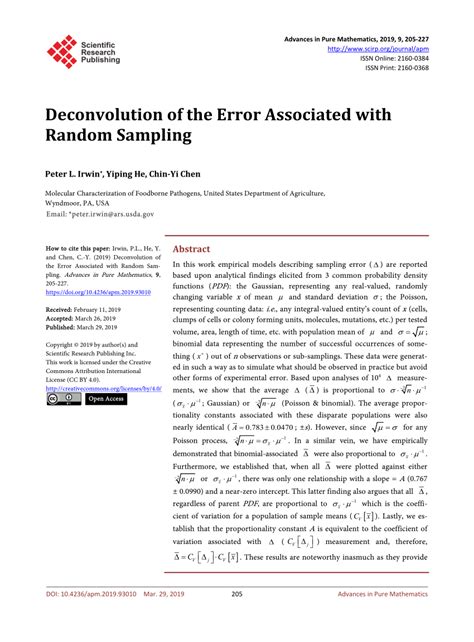 Pdf Deconvolution Of The Error Associated With Random Sampling