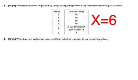 Solved 2 35 Pts Forecast The Demand For Period 6 By Using