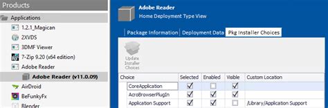 PKG Installer Choices Tab