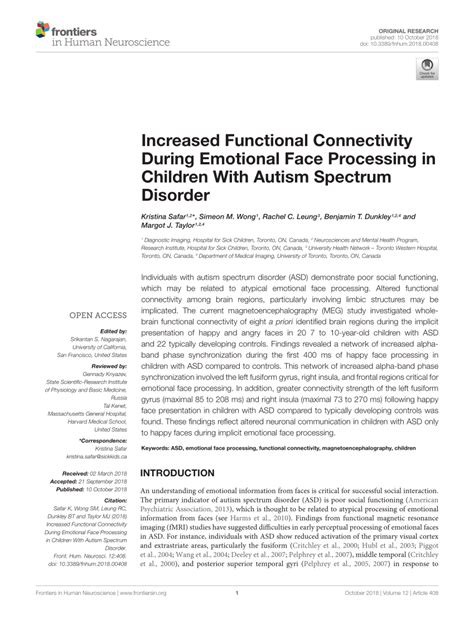 Pdf Increased Functional Connectivity During Emotional Face
