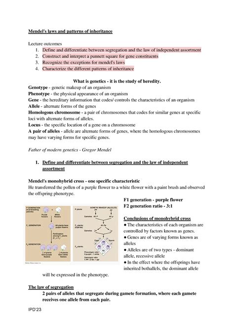 mendel s laws and patterns of inheritance define and differentiate